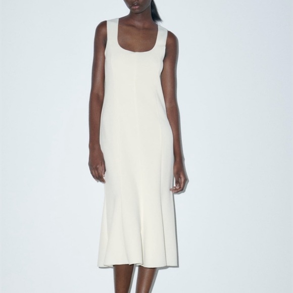 Zara | Dresses | Nwt Zara White Cream Midi Dress | Poshmark